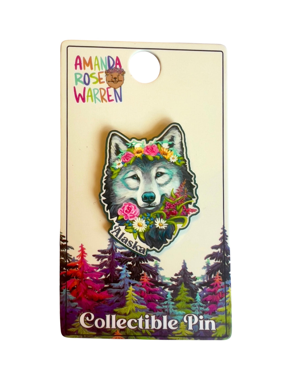 Wolf Flower Crown Enamel Pin– Amanda Rose Warren LLC