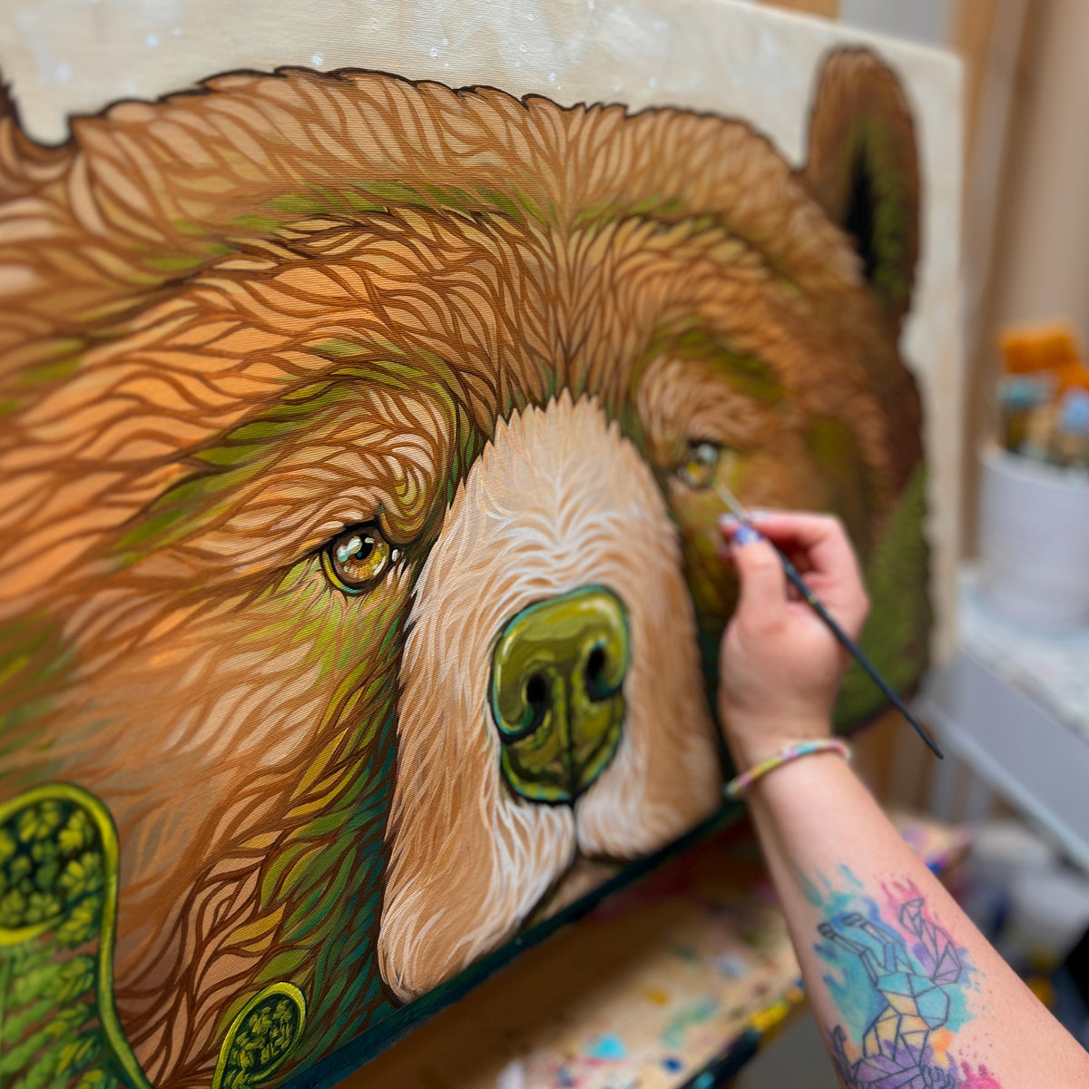 "Darling Fern, Bear Eyes" Original painting.– Amanda Rose Warren LLC