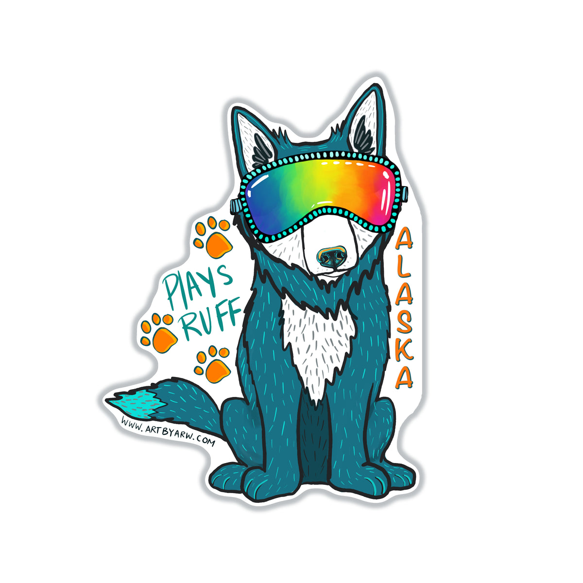 Husky Plays Ruff Alaska Waterproof Sticker| Amanda Rose Warren– Amanda ...