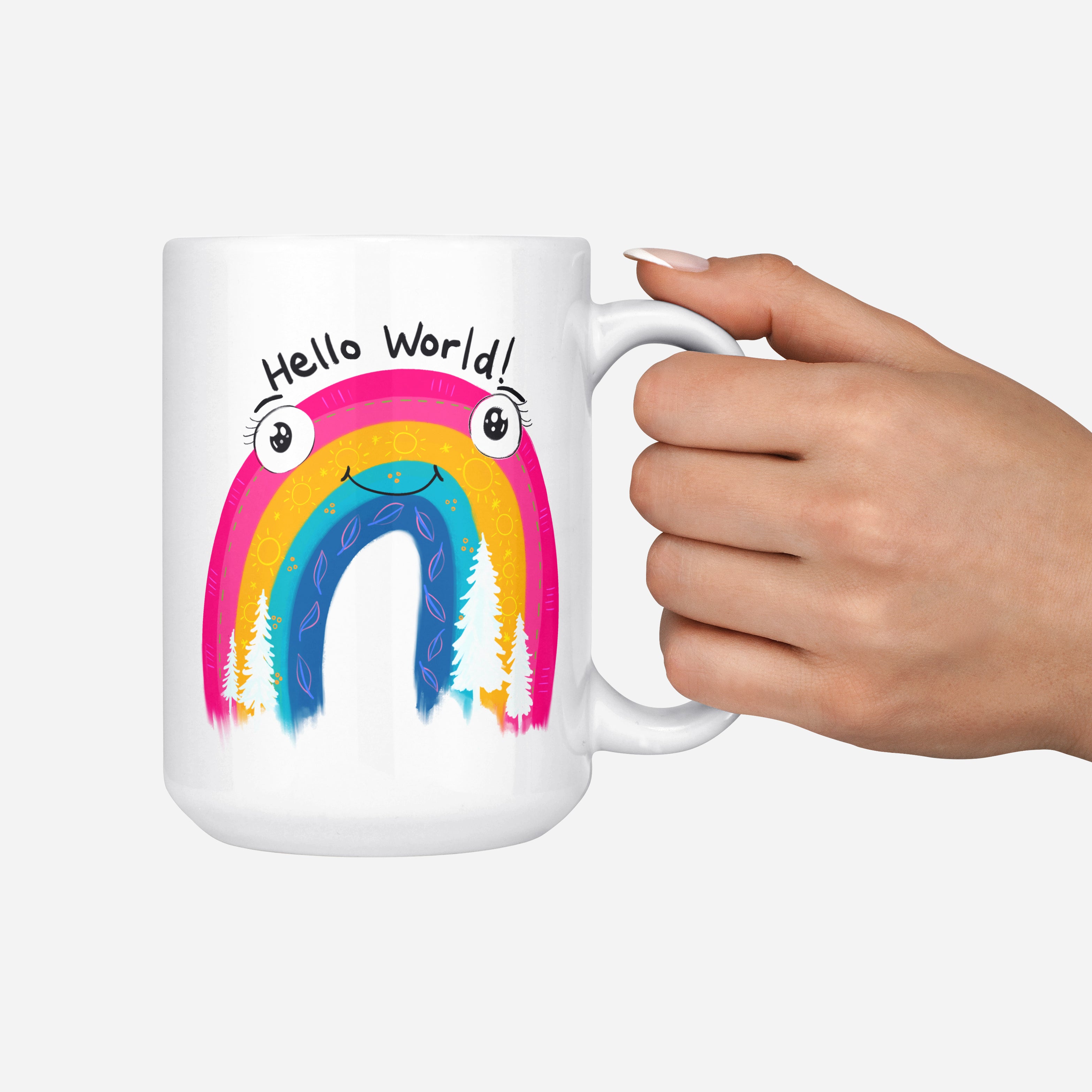 Rainbow(Umm Nope..Hello World!) Mug– Amanda Rose Warren LLC